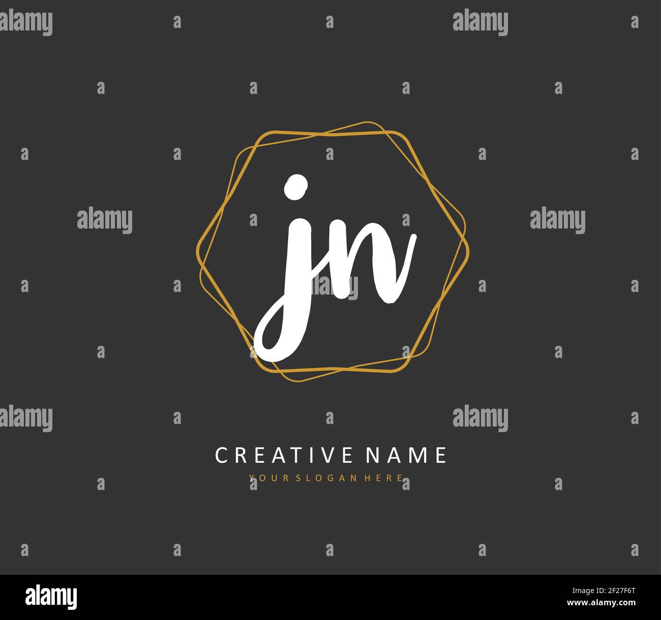 J N JN Initial letter handwriting and signature logo. A concept ...