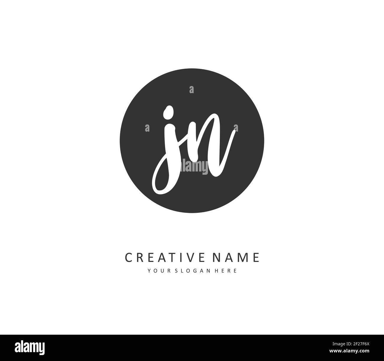 J N JN Initial letter handwriting and signature logo. A concept ...