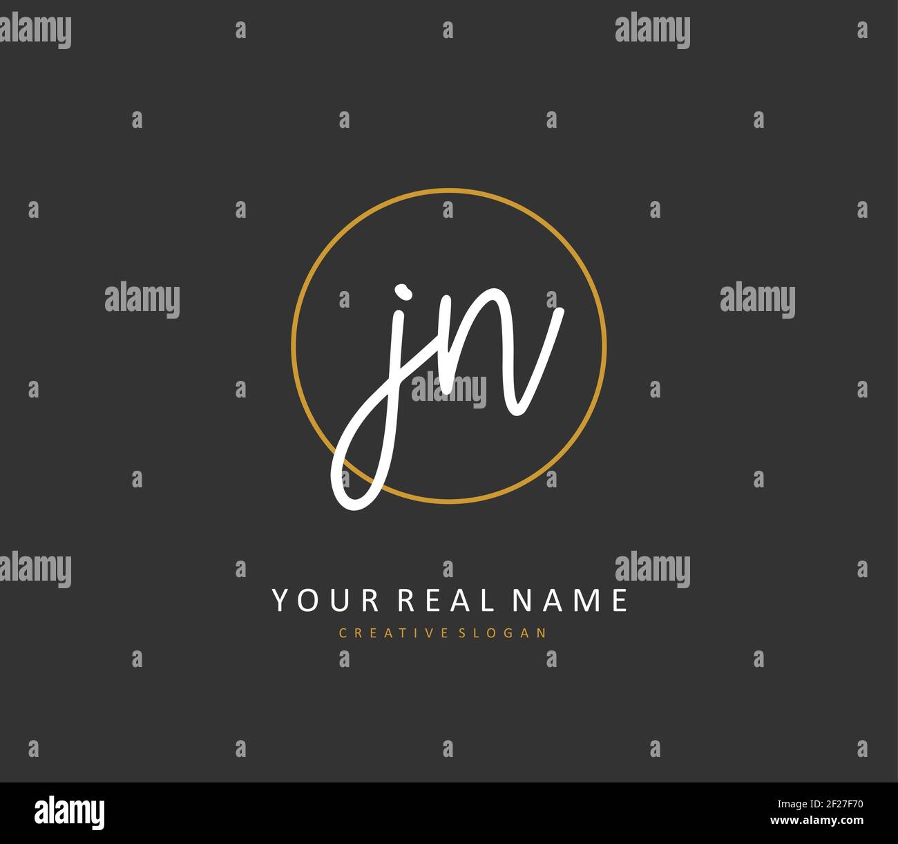J N JN Initial letter handwriting and signature logo. A concept ...