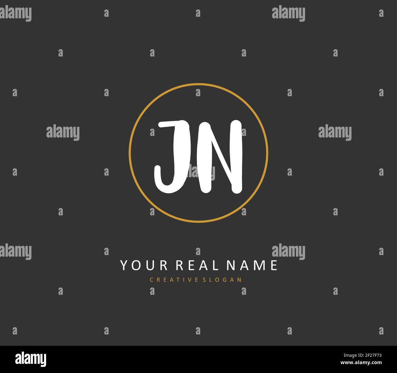 J N JN Initial letter handwriting and signature logo. A concept ...
