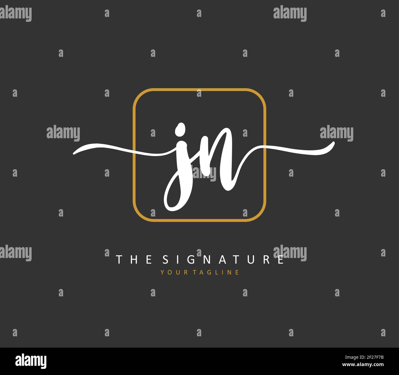J N JN Initial letter handwriting and signature logo. A concept ...