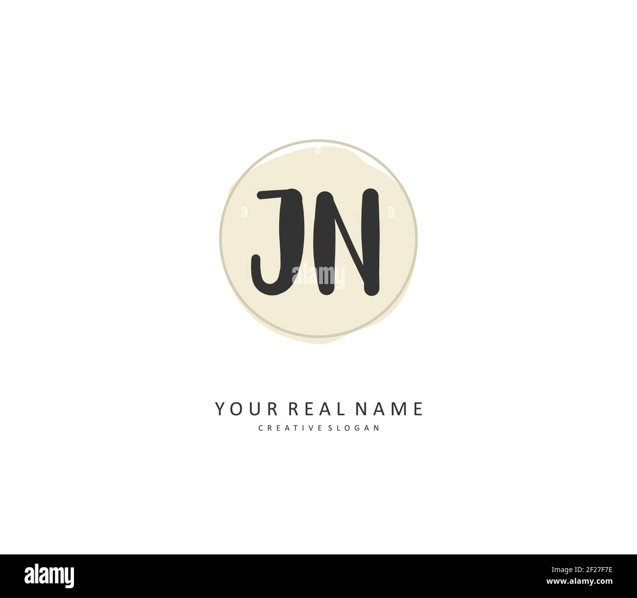 J N JN Initial letter handwriting and signature logo. A concept ...