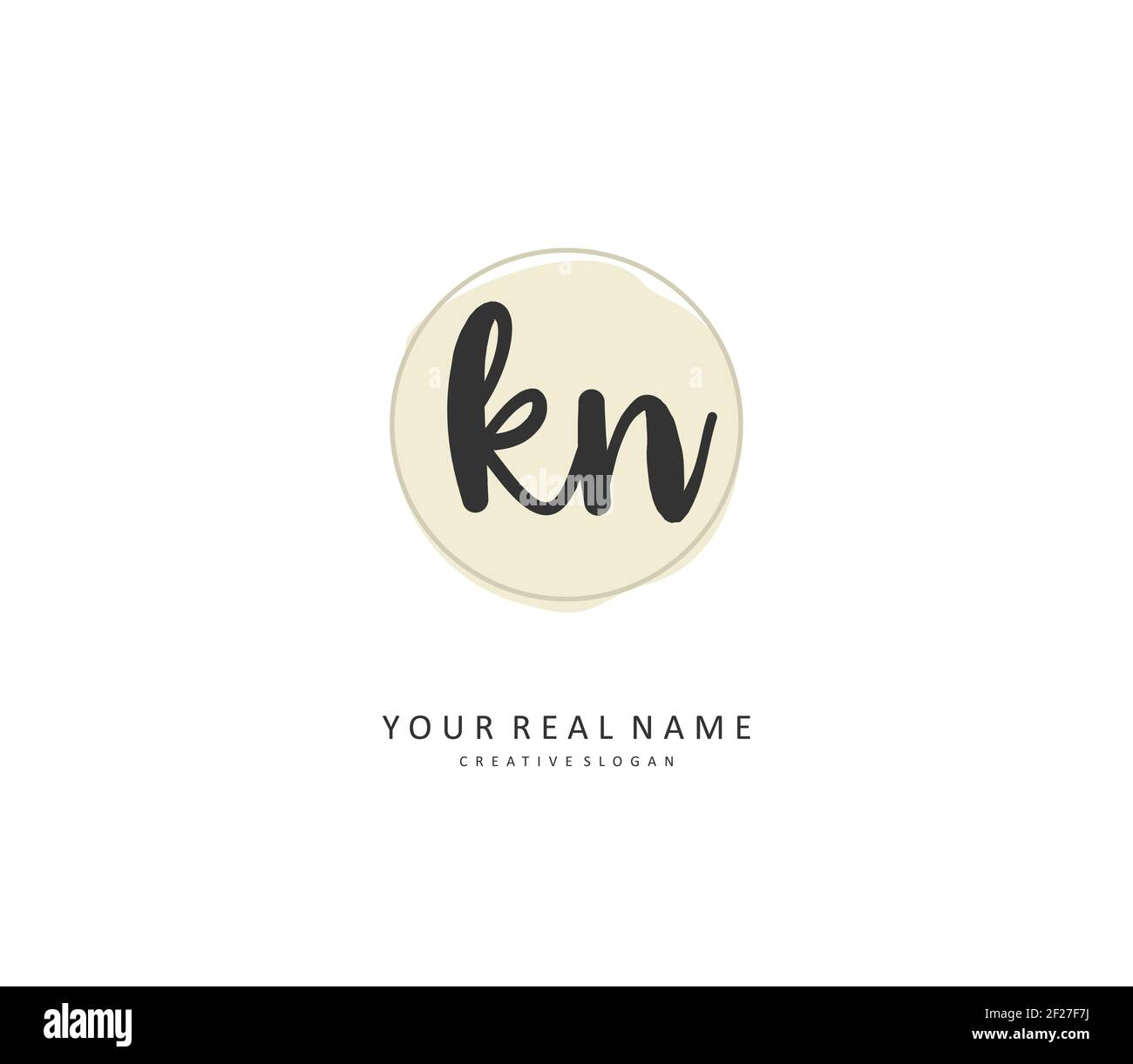 K N KN Initial letter handwriting and signature logo. A concept ...