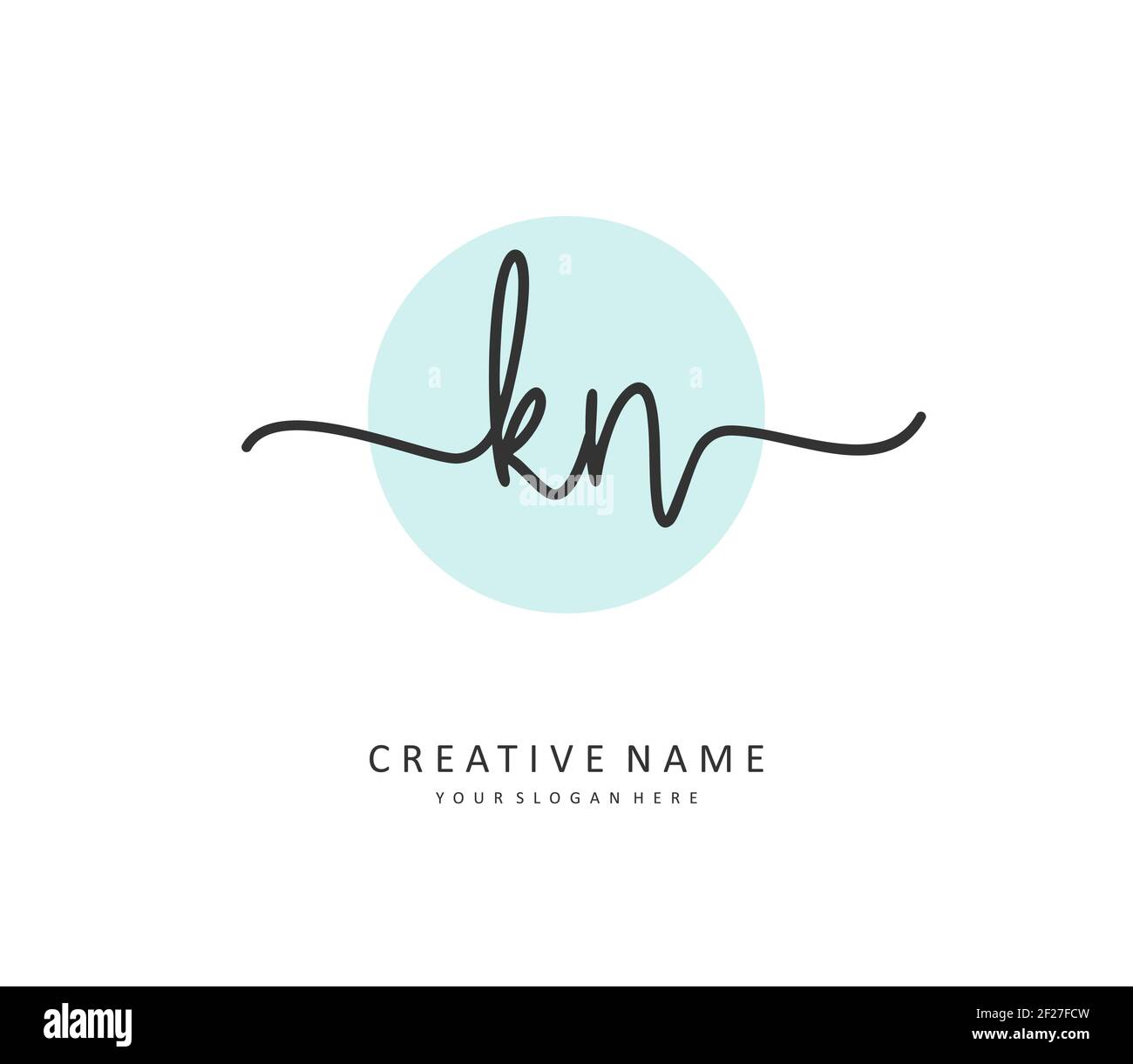 K N KN Initial letter handwriting and signature logo. A concept ...