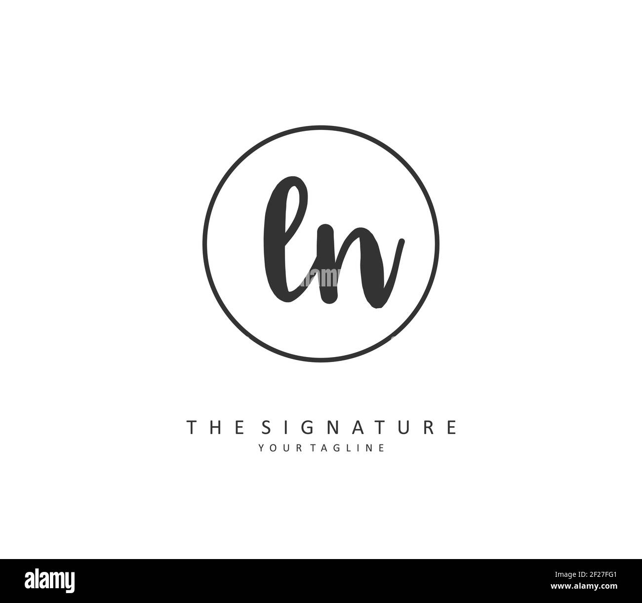 L N LN Initial letter handwriting and signature logo. A concept ...