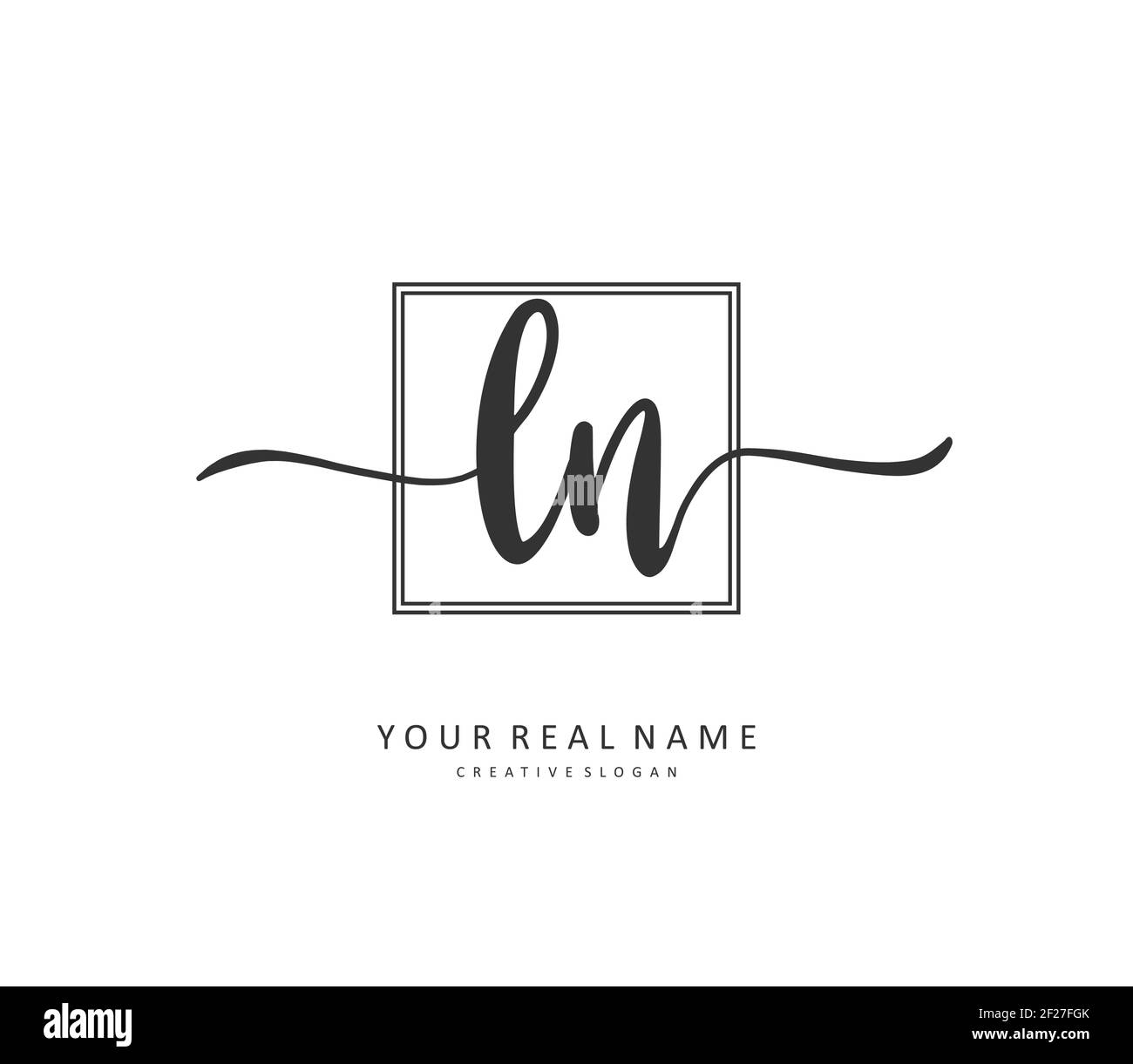 L N LN Initial letter handwriting and signature logo. A concept handwriting initial logo with ...