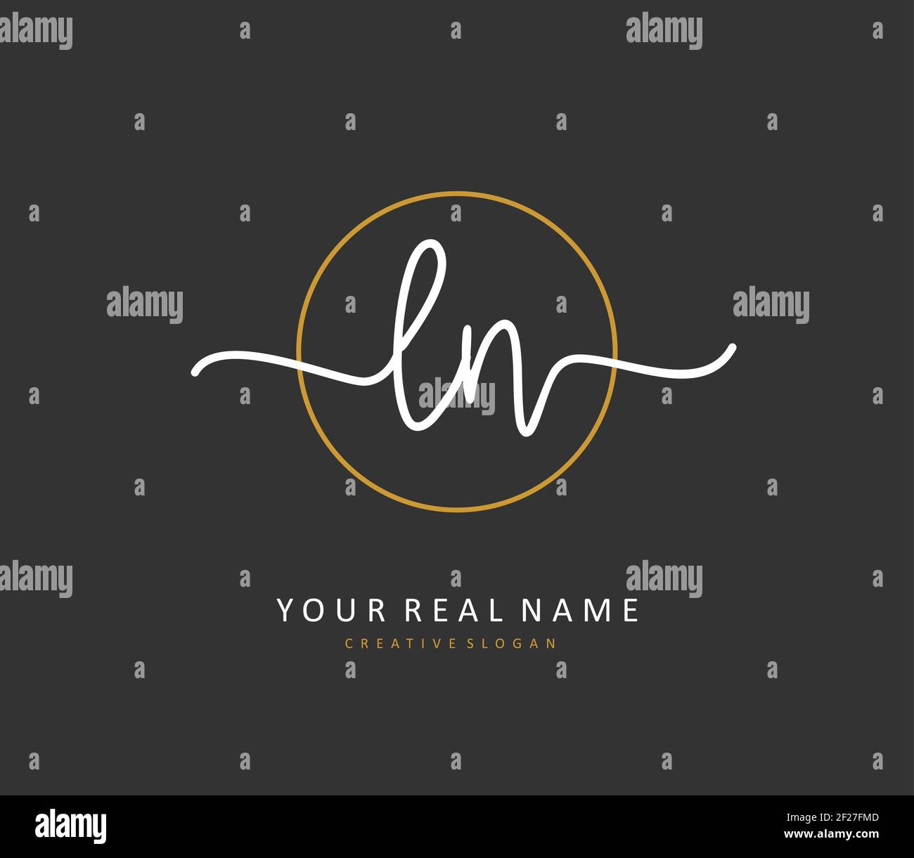 L N LN Initial letter handwriting and signature logo. A concept handwriting initial logo with ...