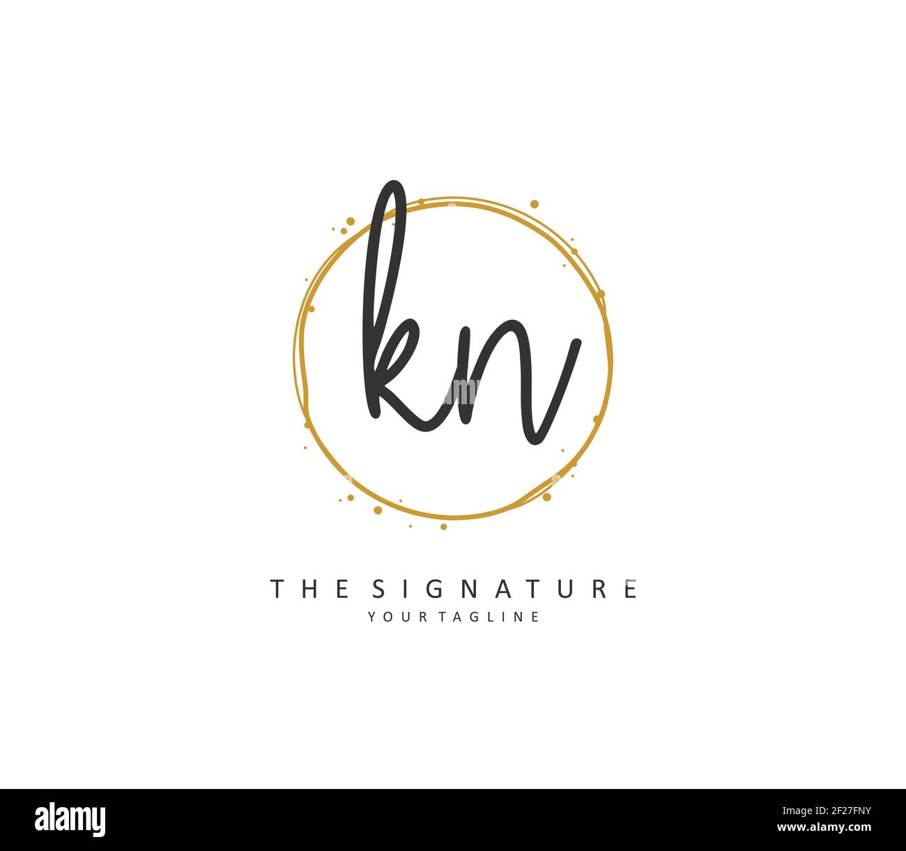 K N KN Initial letter handwriting and signature logo. A concept ...