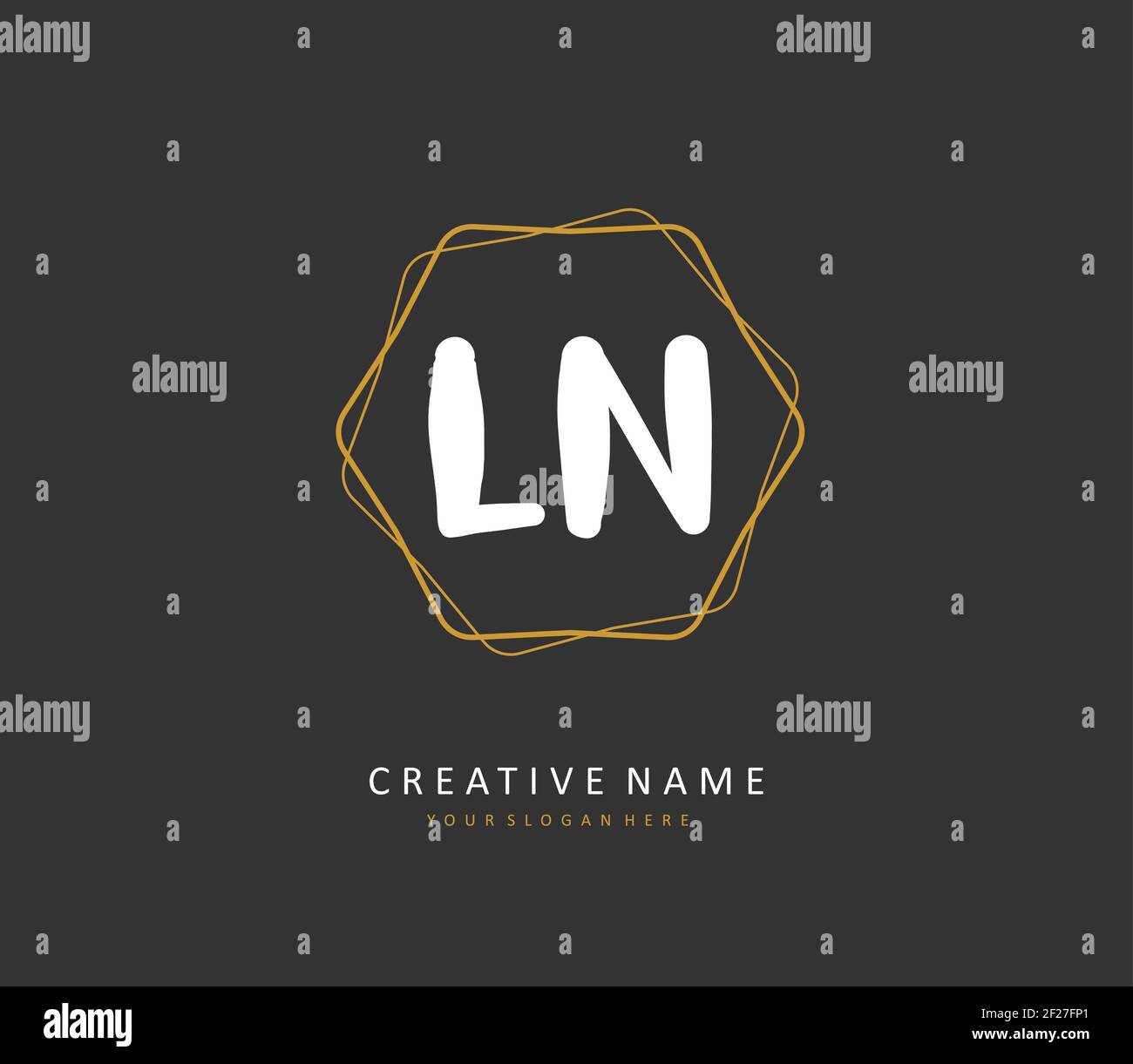 L N LN Initial letter handwriting and signature logo. A concept handwriting initial logo with ...