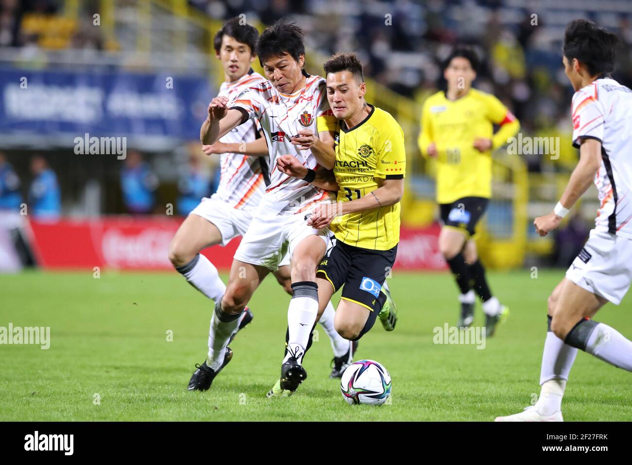 Chiba, Japan. 10th Mar, 2021. (L-R) Yuichi Maruyama (Grampus), Ippei Shinozuka (Reysol) Football ...