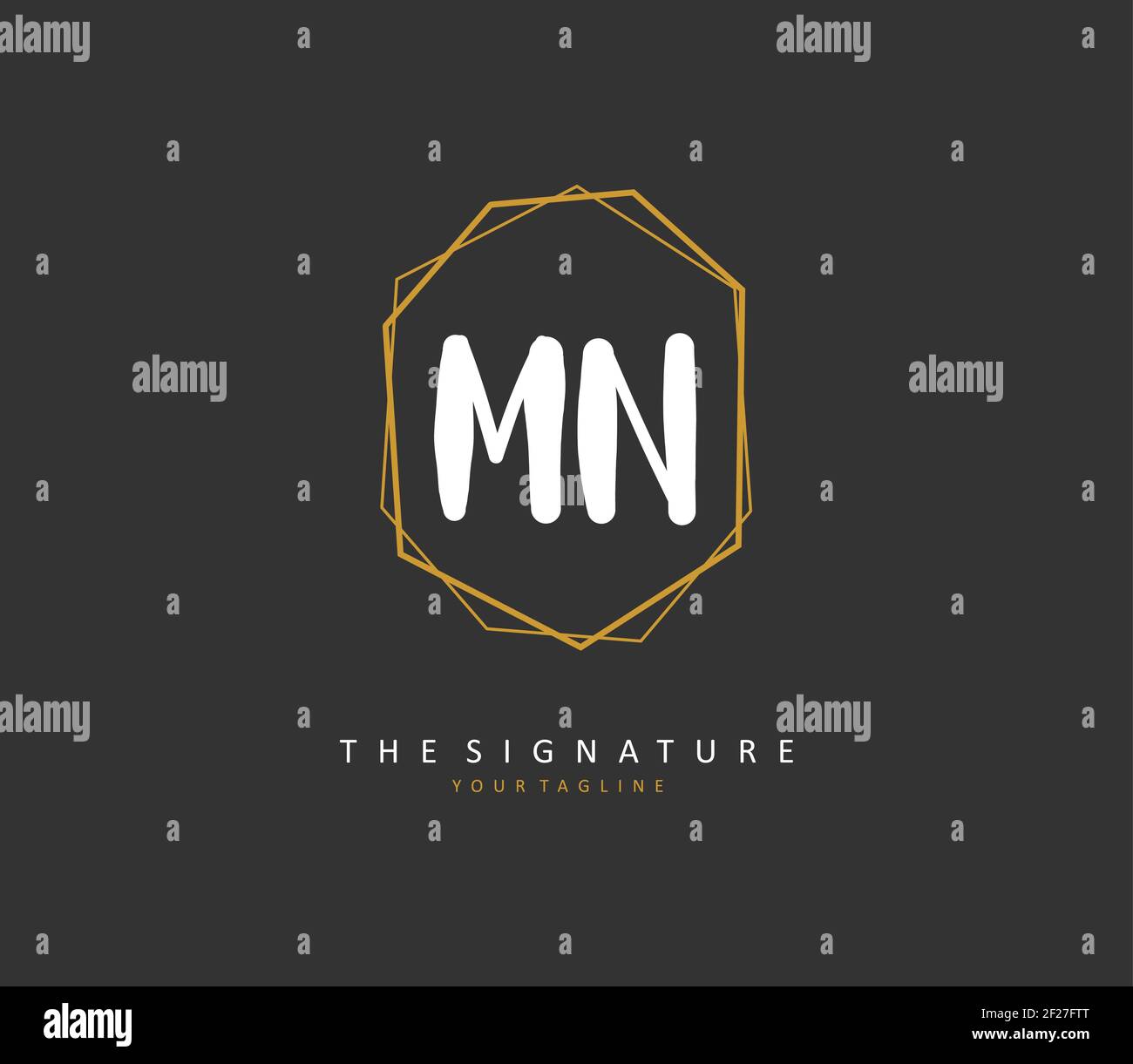 M N MN Initial letter handwriting and signature logo. A concept ...