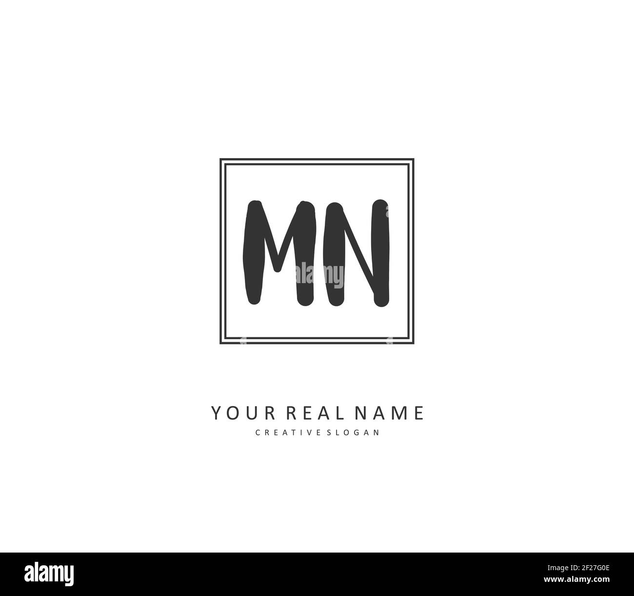 M N MN Initial letter handwriting and signature logo. A concept ...