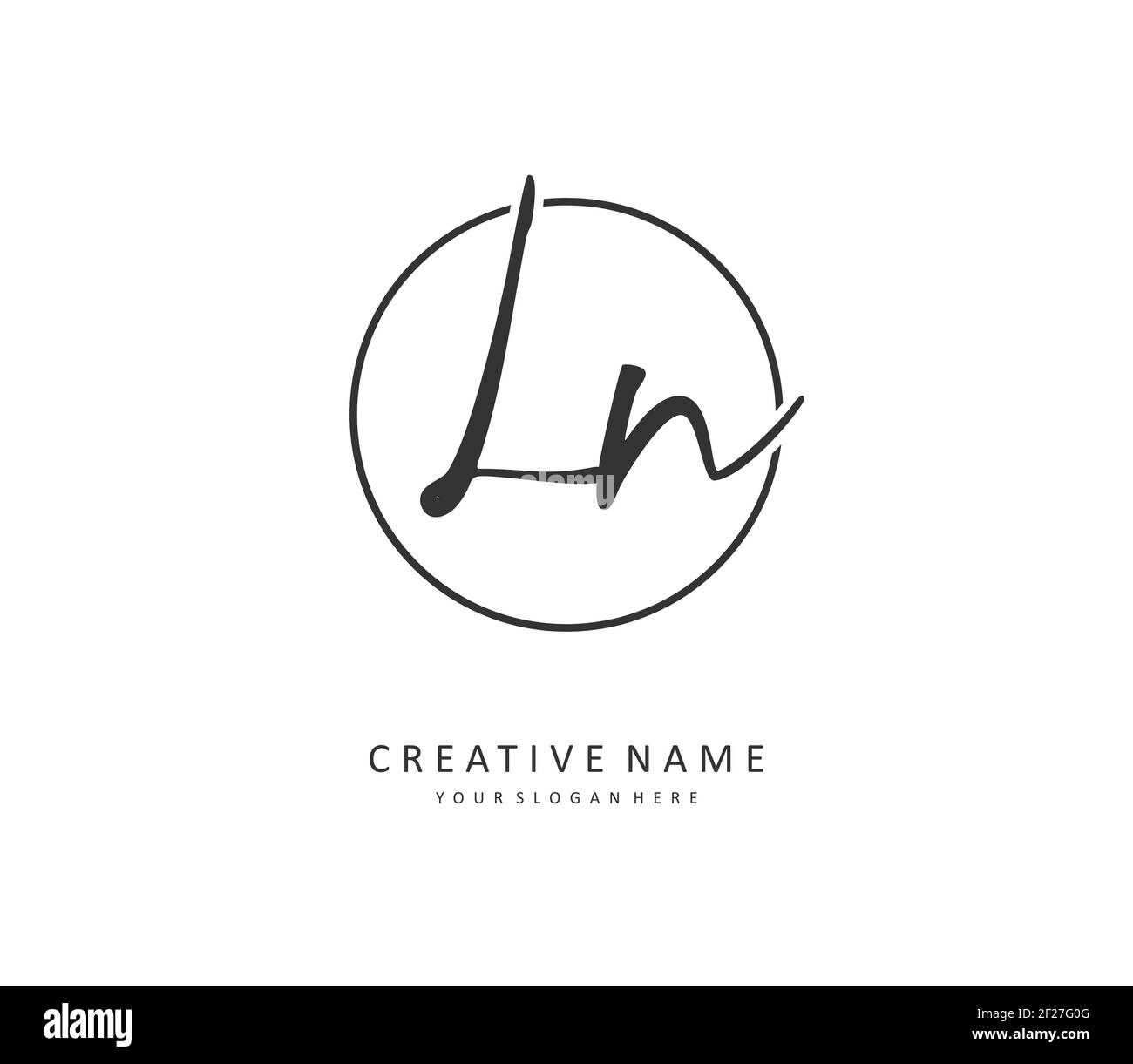 L N LN Initial letter handwriting and signature logo. A concept handwriting initial logo with ...