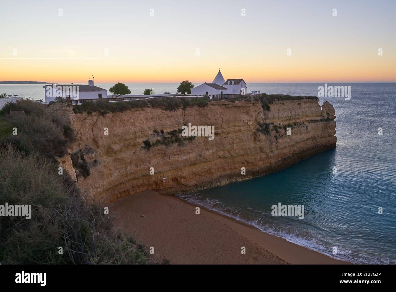 Nossa Senhora da Rocha church in Algarve at sunset, Portugal Stock ...