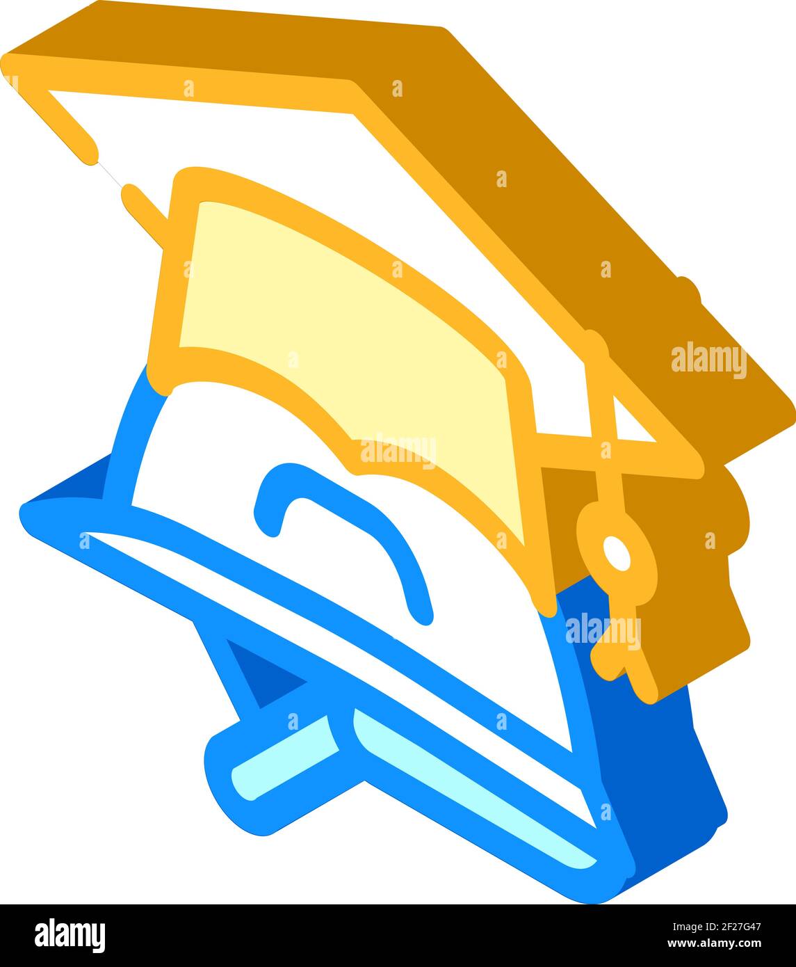 helmet and graduation cap isometric icon vector illustration Stock ...