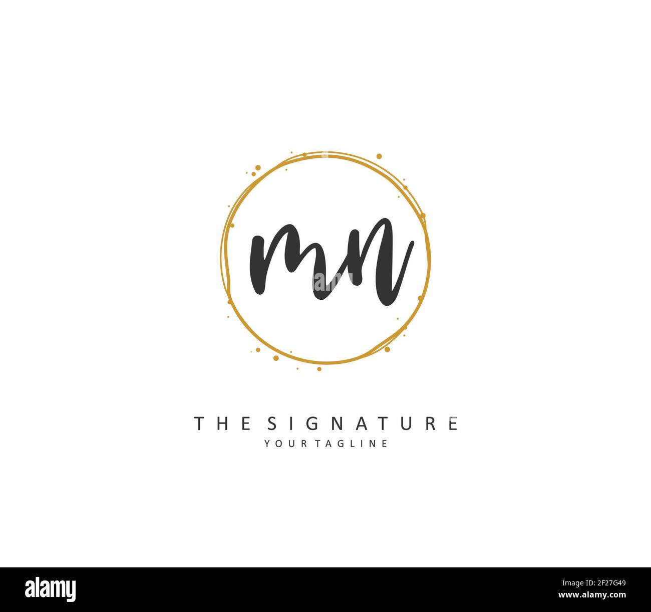 M N MN Initial letter handwriting and signature logo. A concept ...