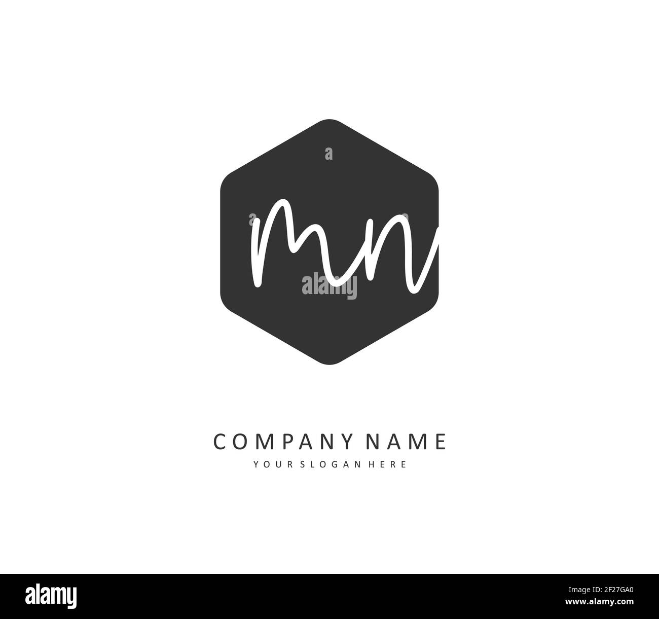 M N MN Initial letter handwriting and signature logo. A concept ...