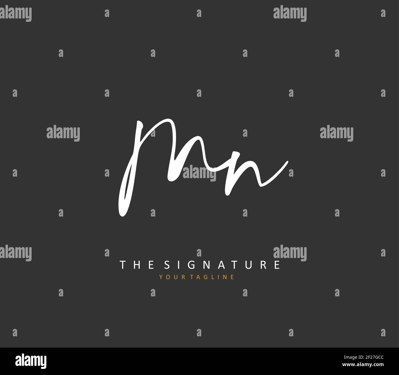 M N MN Initial letter handwriting and signature logo. A concept ...