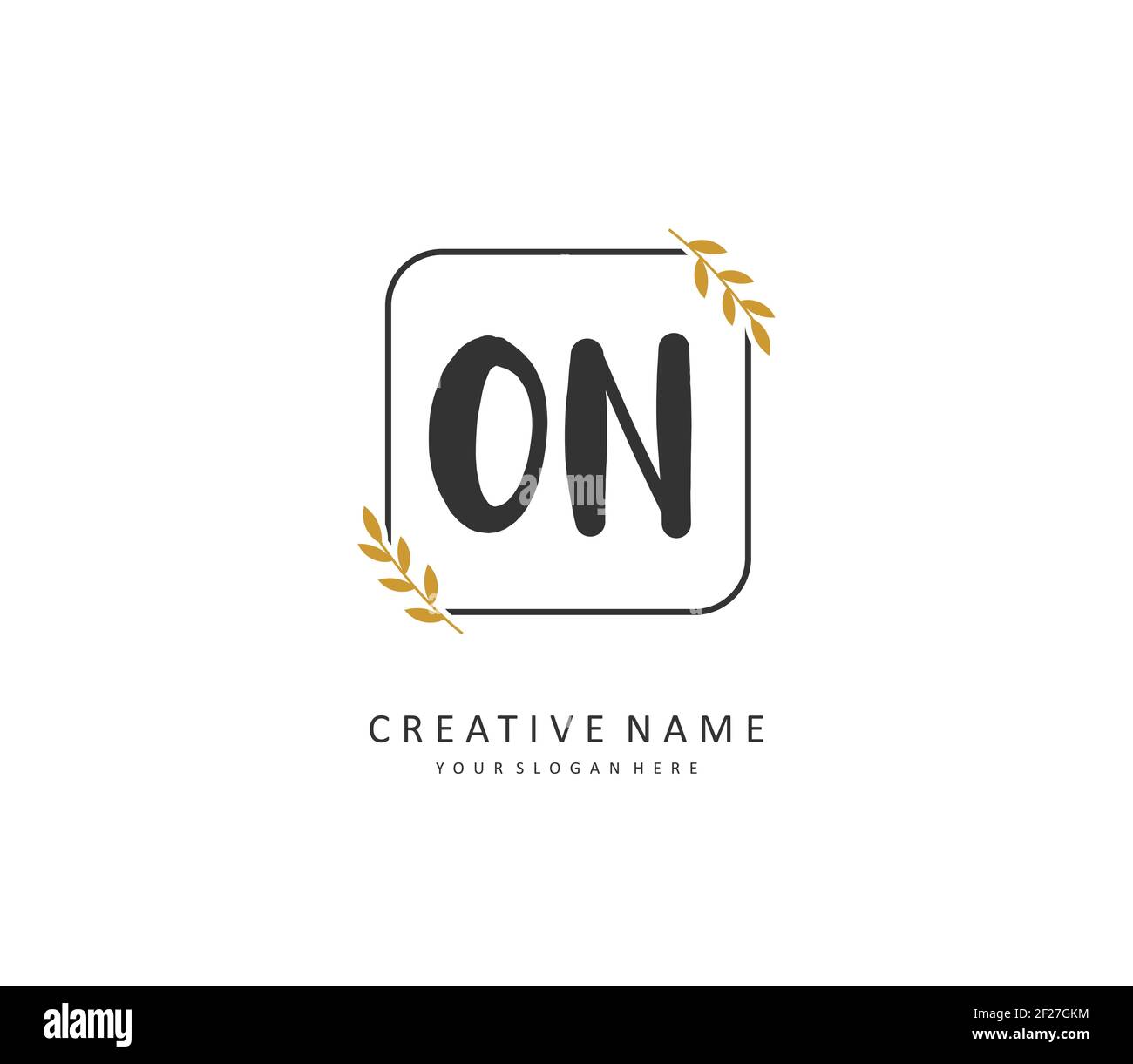 O N ON Initial letter handwriting and signature logo. A concept ...