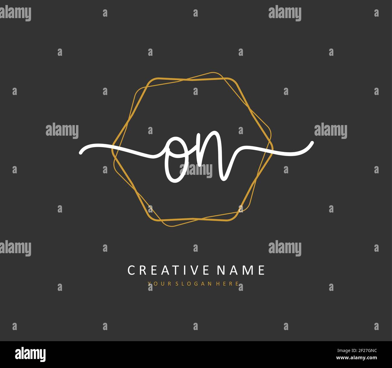 O N ON Initial letter handwriting and signature logo. A concept ...