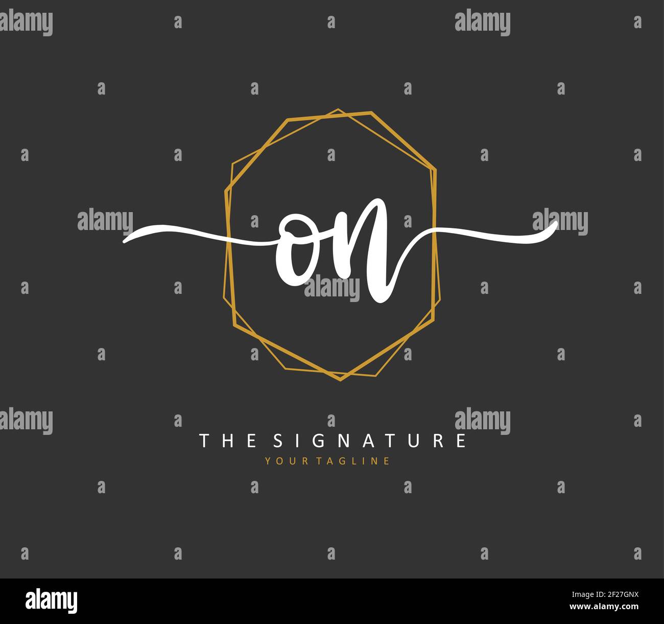 O N ON Initial letter handwriting and signature logo. A concept ...