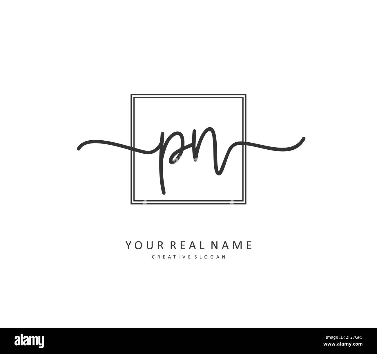 P N PN Initial letter handwriting and signature logo. A concept ...