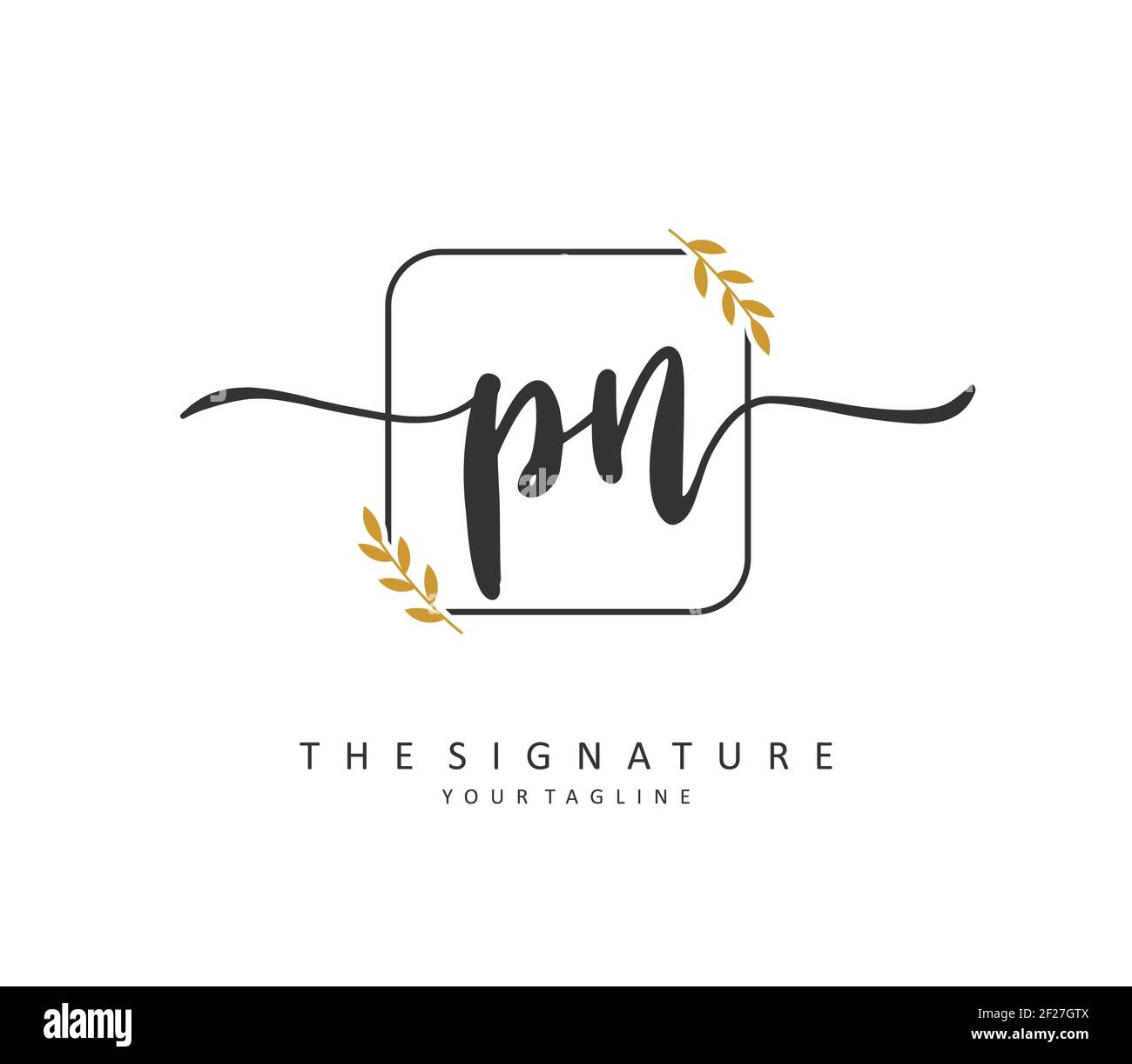 P N PN Initial letter handwriting and signature logo. A concept ...