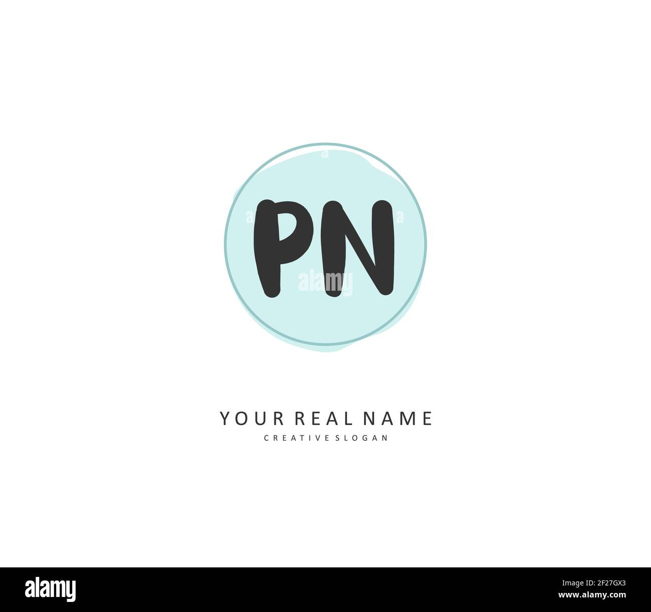 P N PN Initial letter handwriting and signature logo. A concept ...