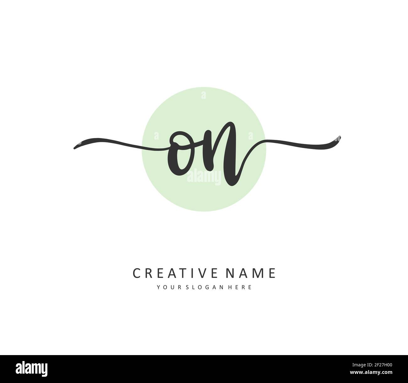 O N ON Initial letter handwriting and signature logo. A concept ...