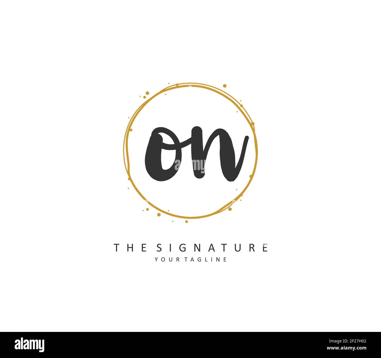O N ON Initial letter handwriting and signature logo. A concept ...