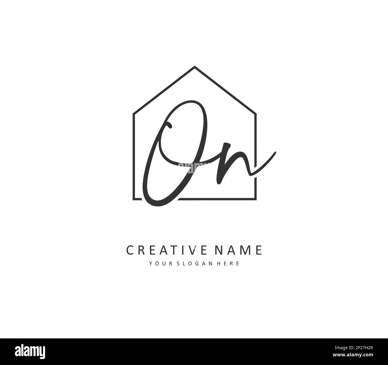 O N ON Initial letter handwriting and signature logo. A concept ...
