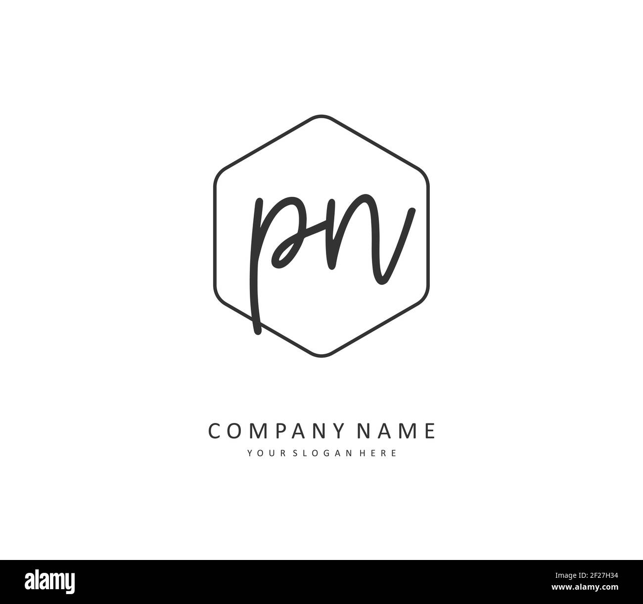 P N PN Initial letter handwriting and signature logo. A concept ...