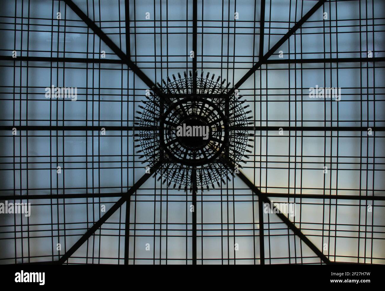 Blue Sky through geometric skylight Stock Photo - Alamy