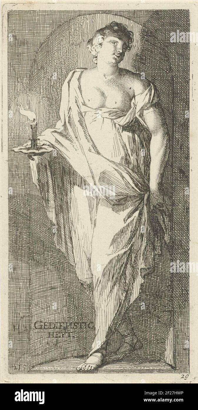 A woman's figure as a person's personification in a niche, with a ...