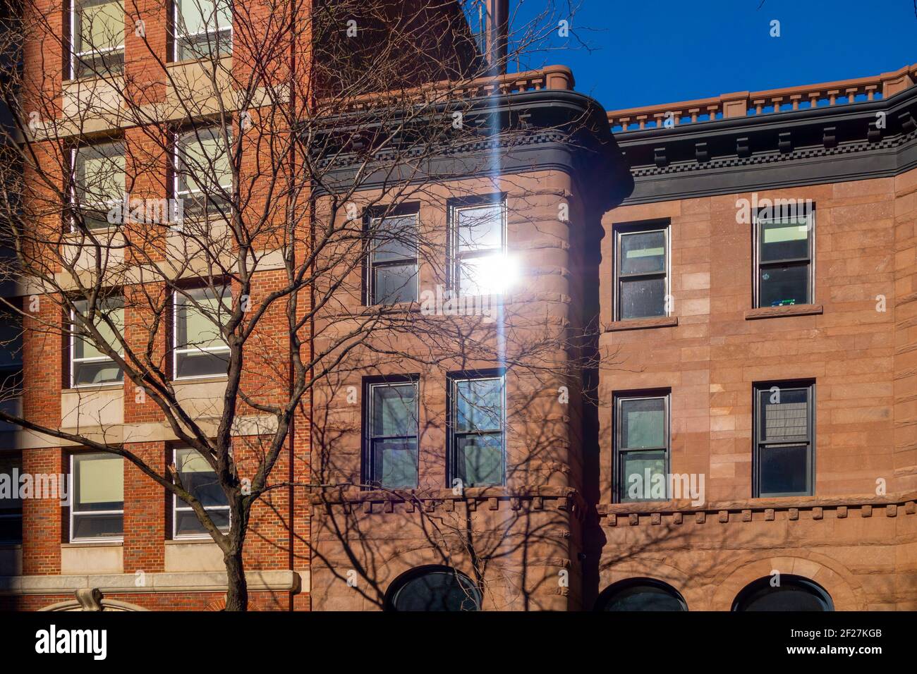 The front of an ornate brownstone buildings in an iconic neighborhood ...