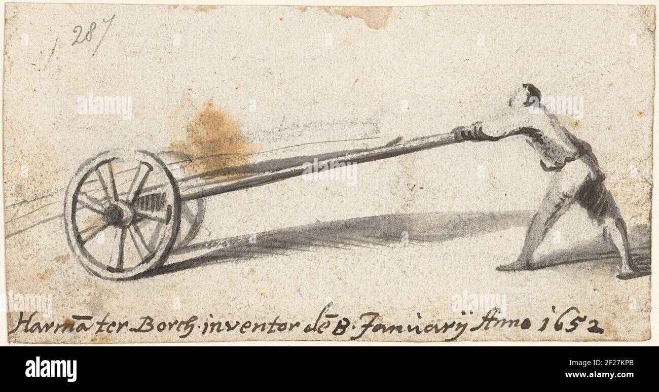 Man pulls a cart to transport wood Stock Photo - Alamy