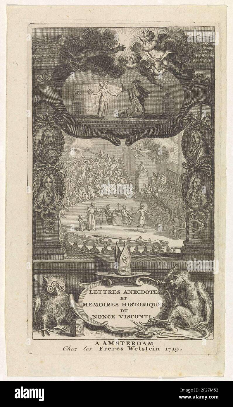 During a council, hands emerge from two clouds, with a torch and a ...