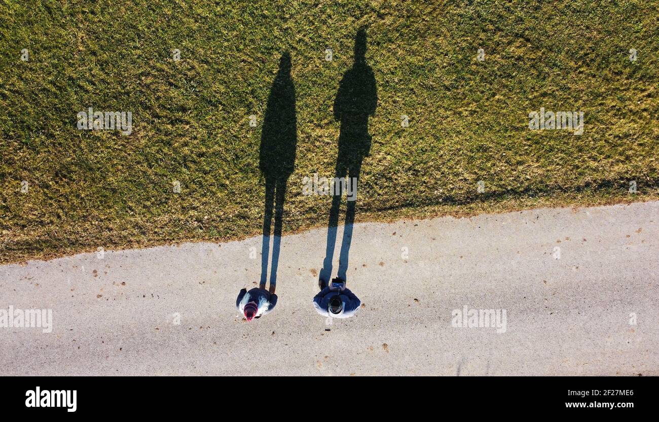 Drone view two people standing hi-res stock photography and images - Alamy