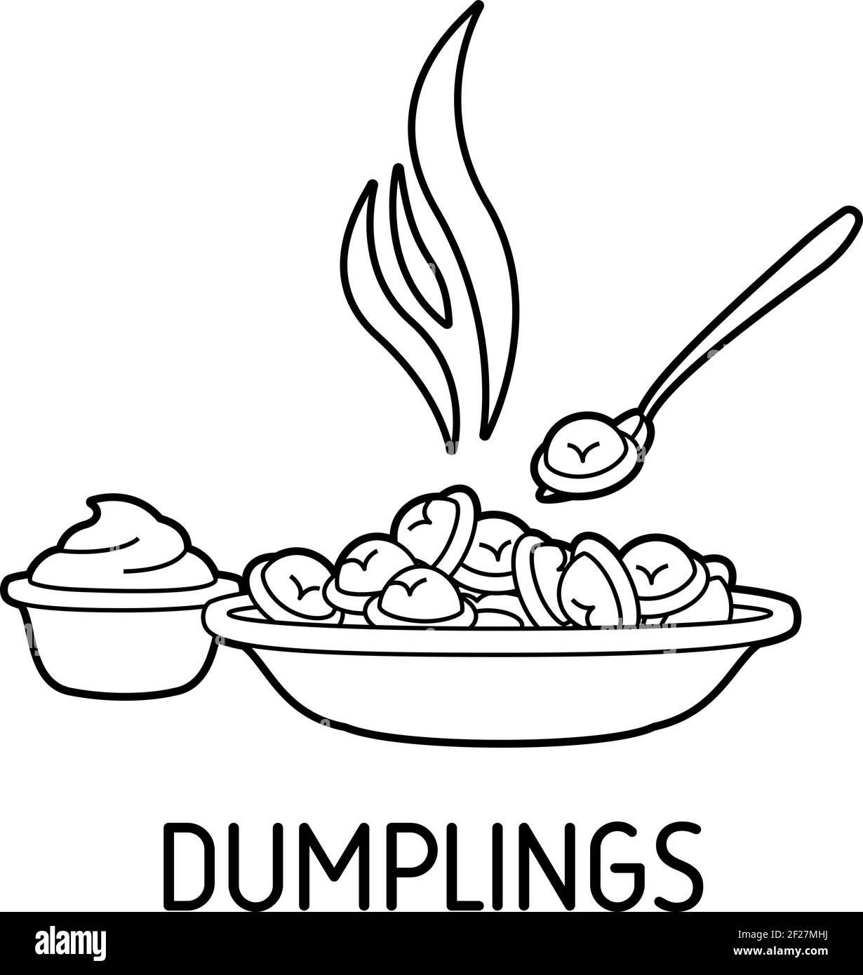 Cooking dumplings. lineart icons for instruction culinary dumpling ...