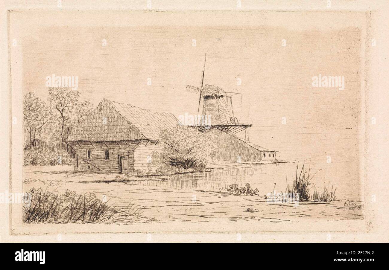 Barn and mill on the water Stock Photo - Alamy