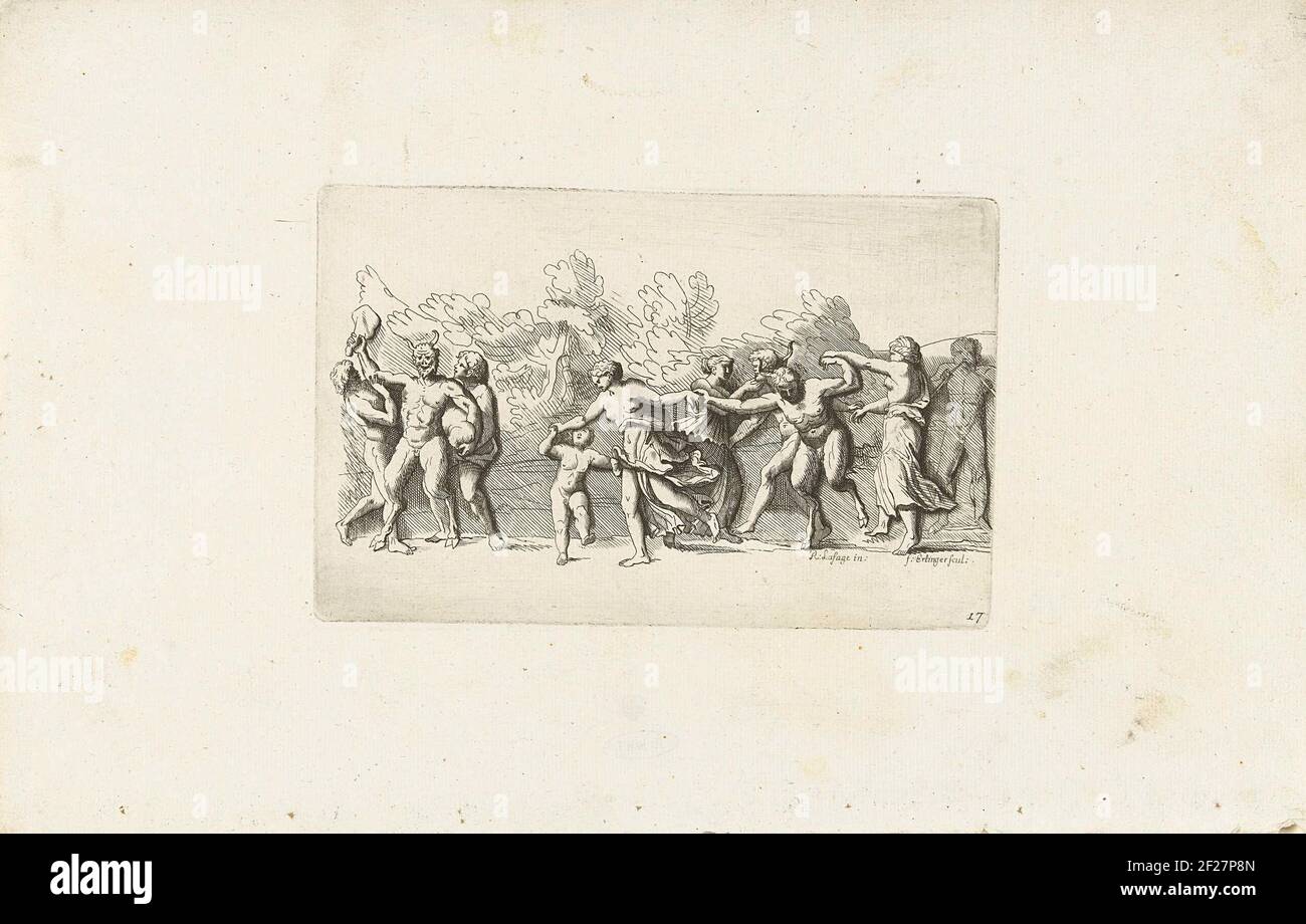 Dansende bacchanten.Dancing men, women, children and satyrs Stock Photo ...