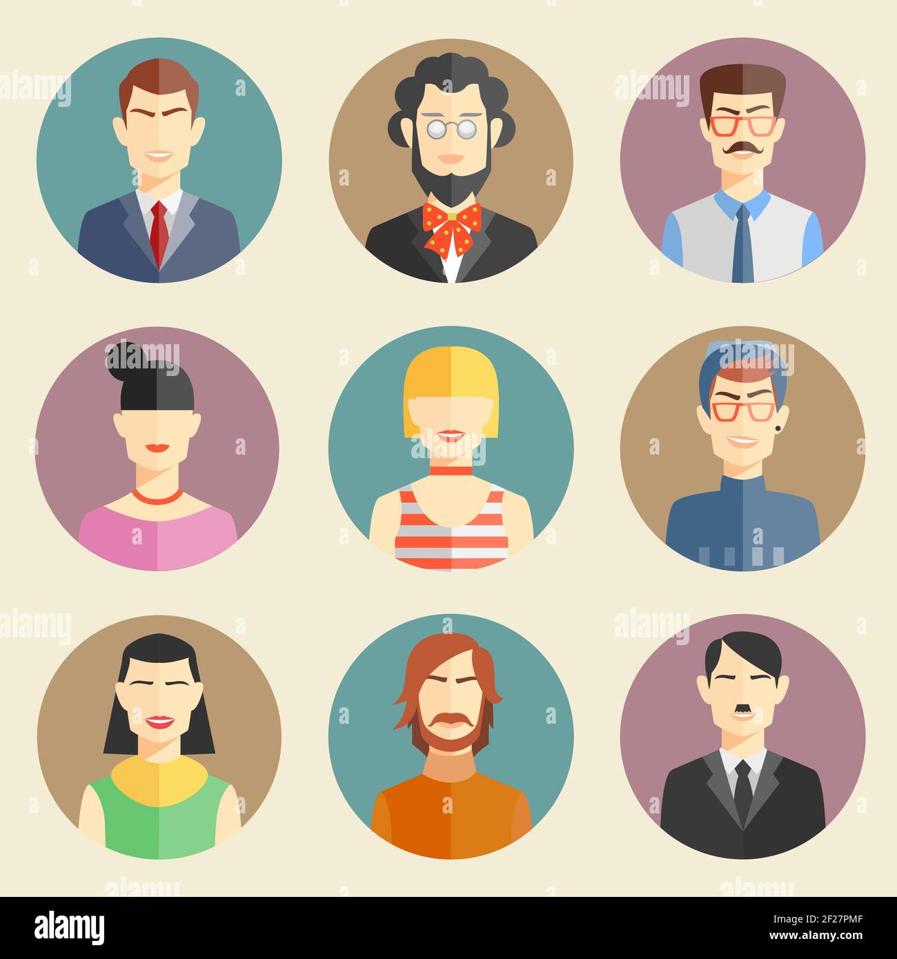 Vector set of stylish handsome characters in modern flat design Stock ...