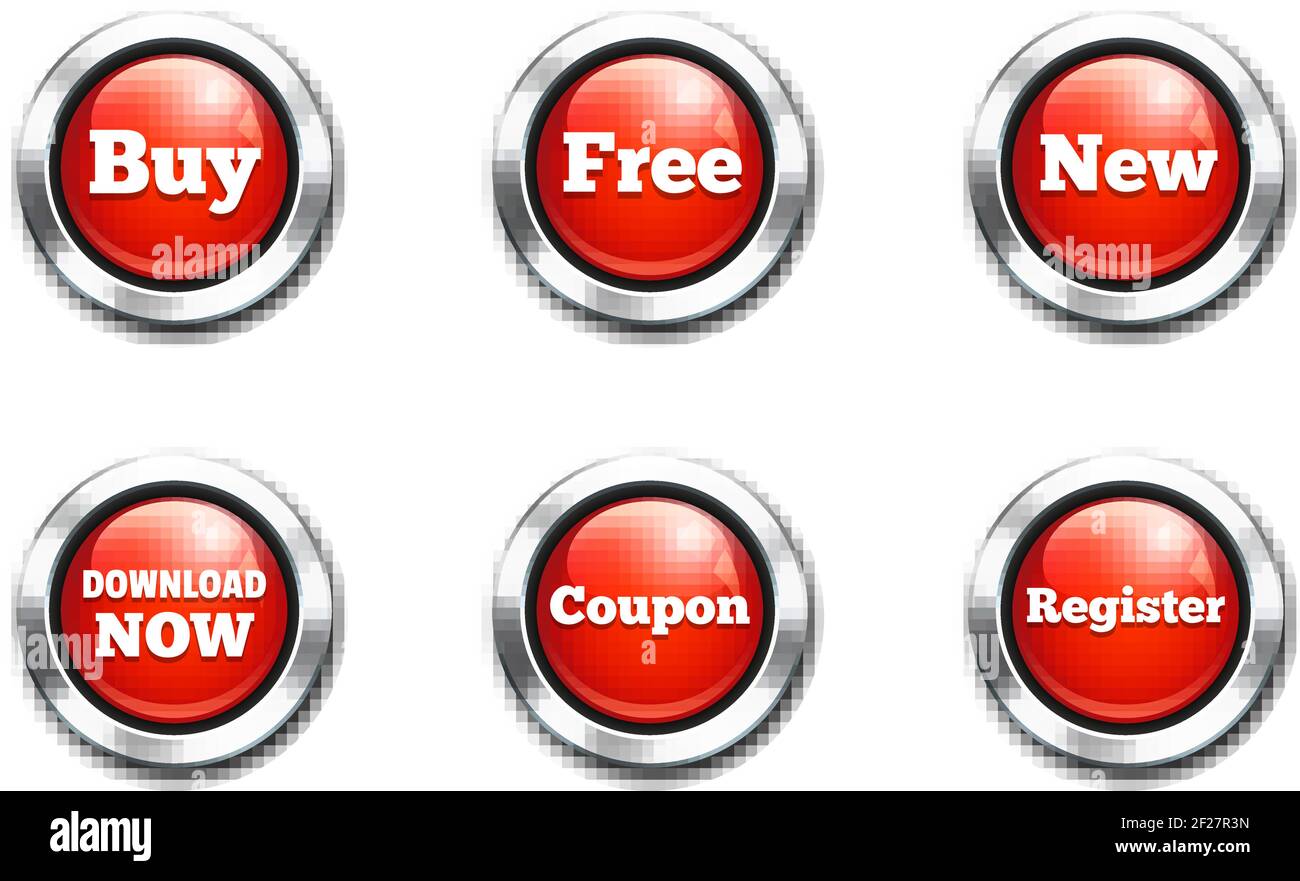 Big set of vector red buttons: buy, download and free Stock Vector ...