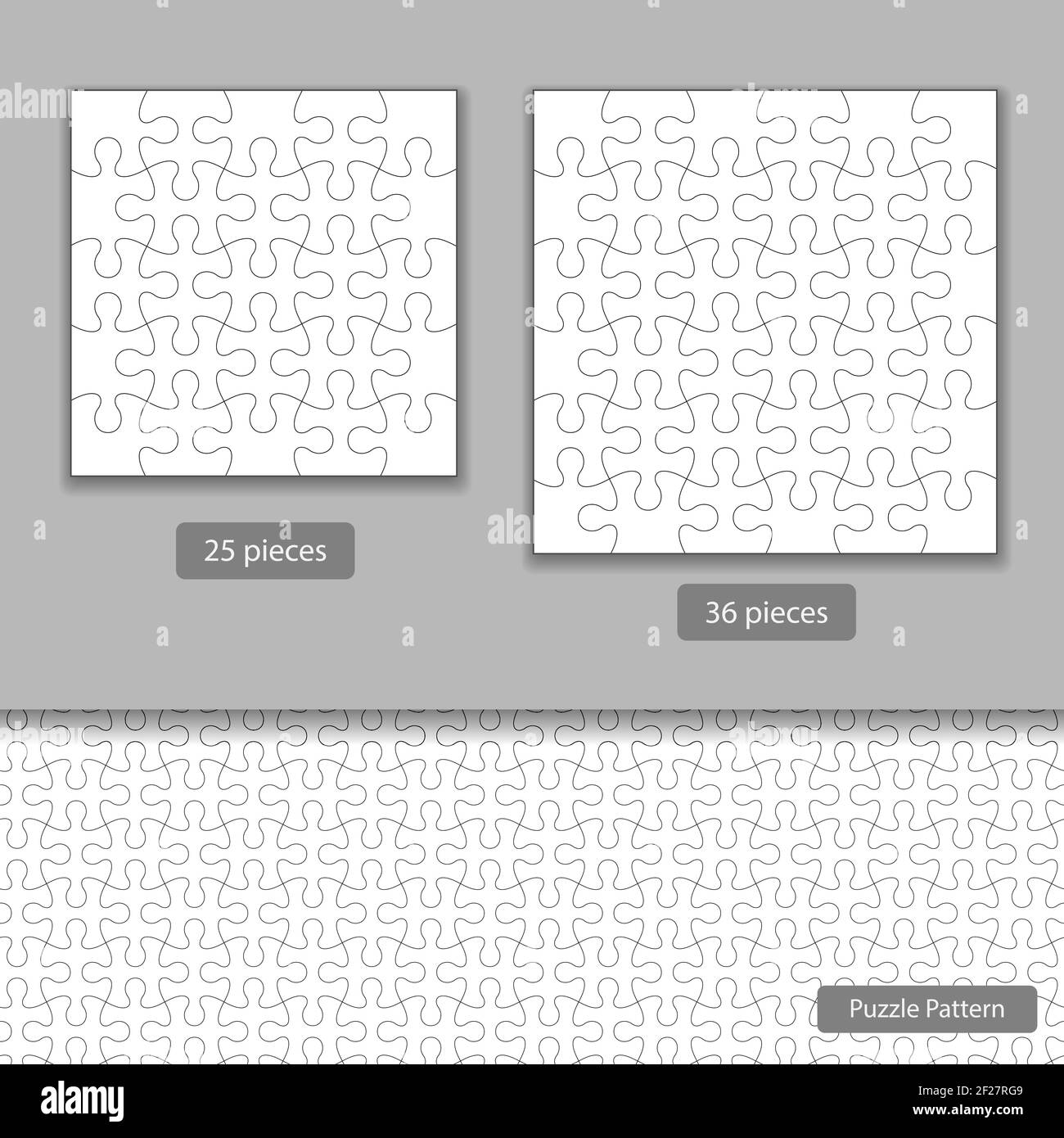 Vector puzzles with 25, 36 pieces and puzzle pattern Stock Vector Image ...