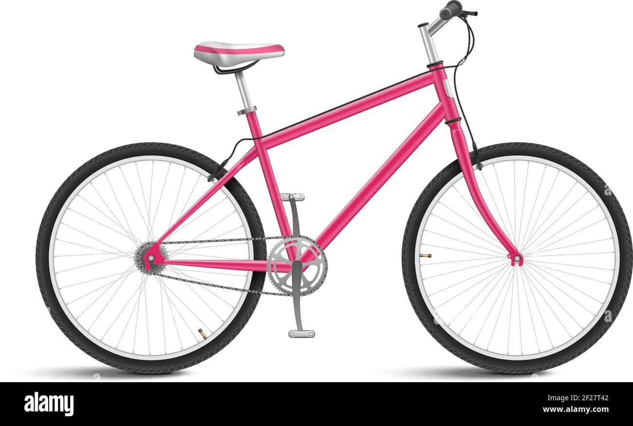 Cute Pink Bicycle isolated on white background Stock Vector Image & Art ...