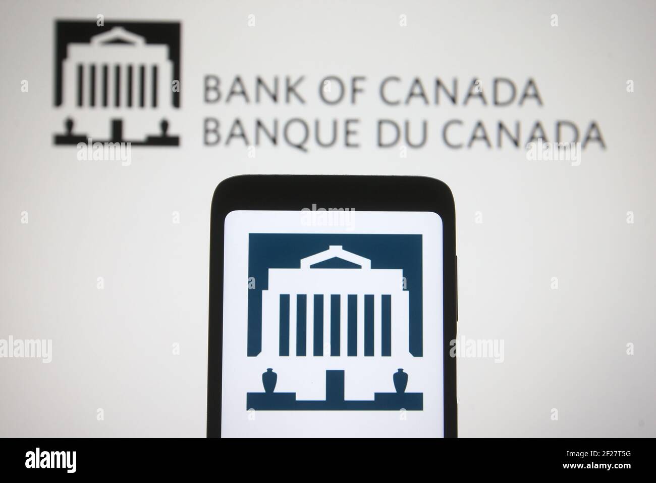 In this photo illustration, the Bank of Canada logo seen displayed on a ...