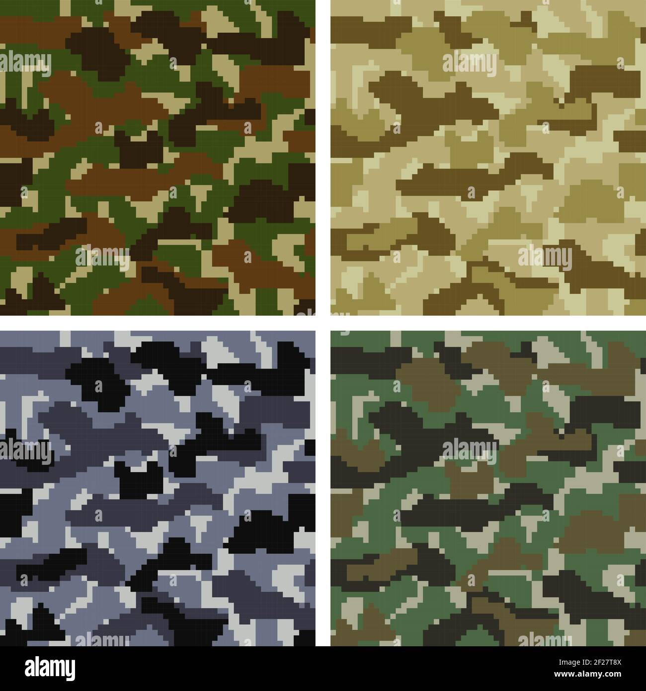 Seamless Vector Pixel Camouflage Patterns Set Background Stock Vector ...