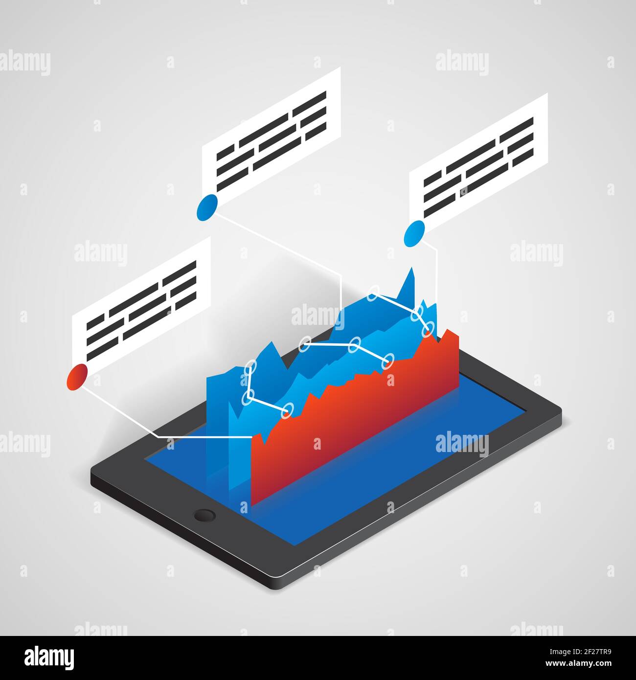 tablet PC with chart, vector business concept for infographics and ...