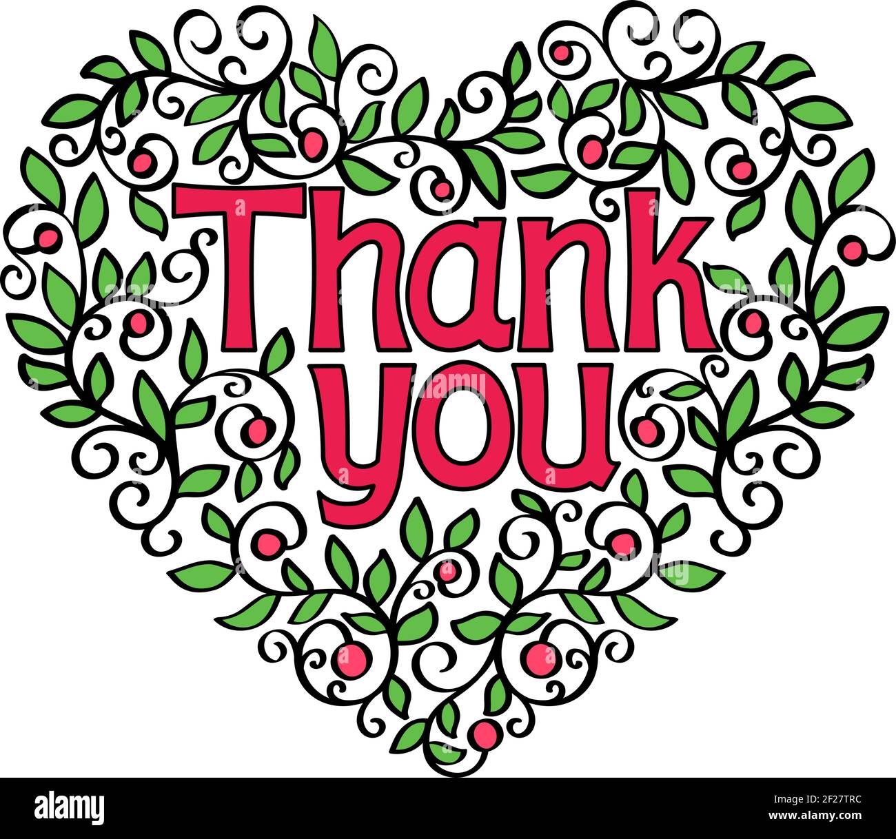 thank you hand lettering calligraphy in shape of heart vector ...