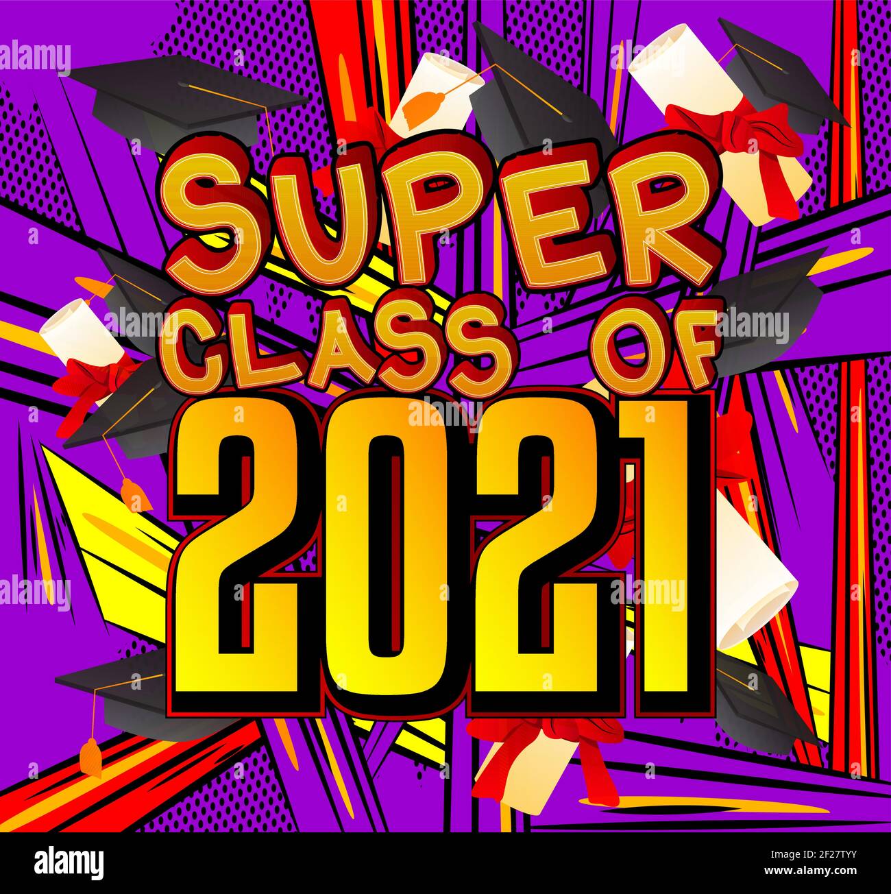 Graduation, end of educational year related words, quote on Comic book ...